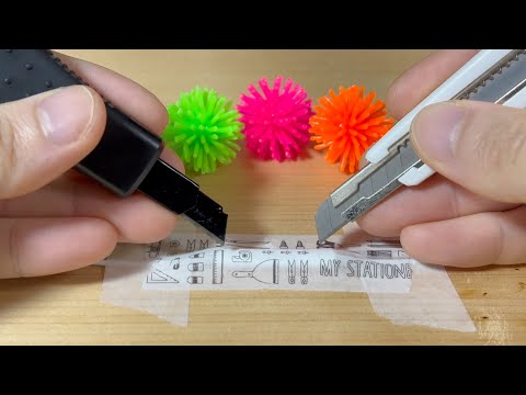 【眠れない人向け】マスキングテープ×カッターで１時間耐久ASMR｜似たような音がずっと続く😴イヤホンマイクトリガー（NoTalking）