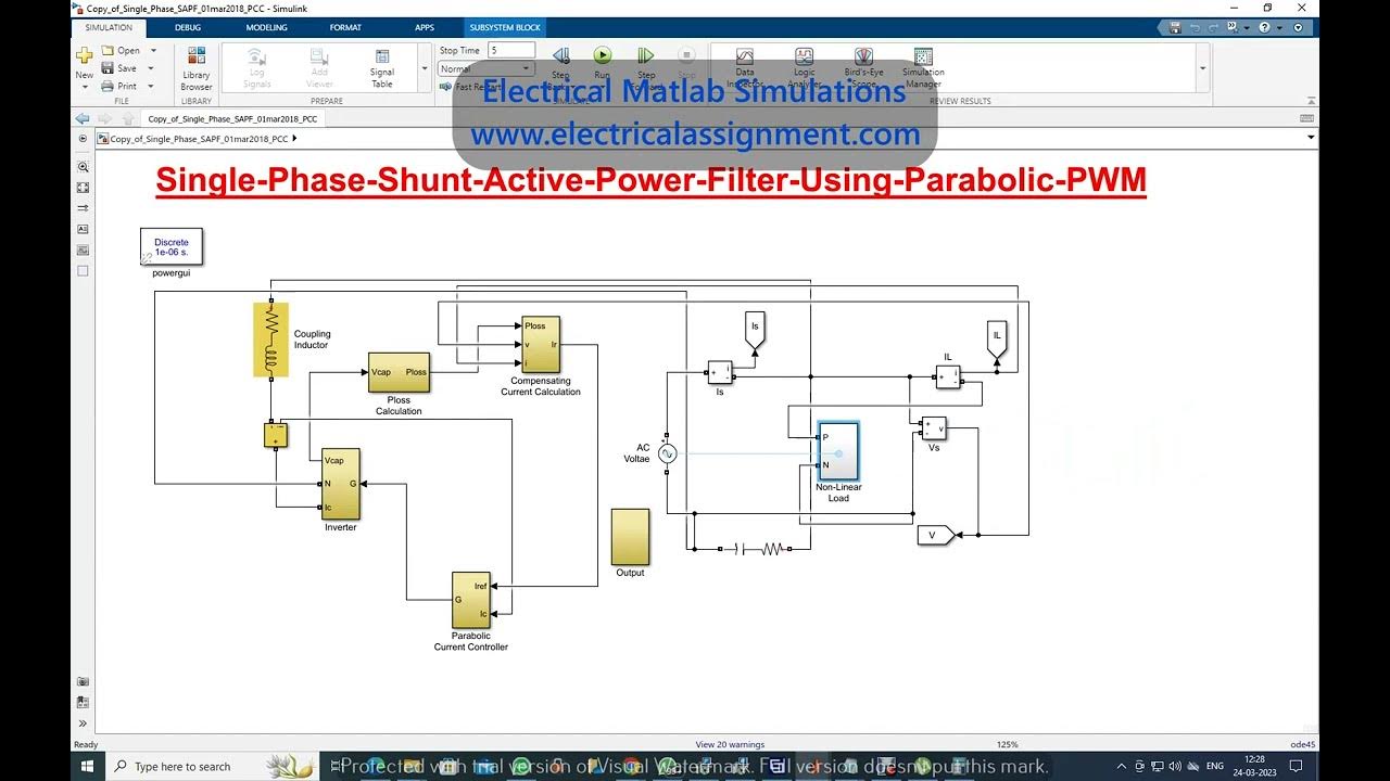 Single Phase Shunt Active Power Filter Using Parabolic PWM Matlab Electrical Simulink Simulation ...