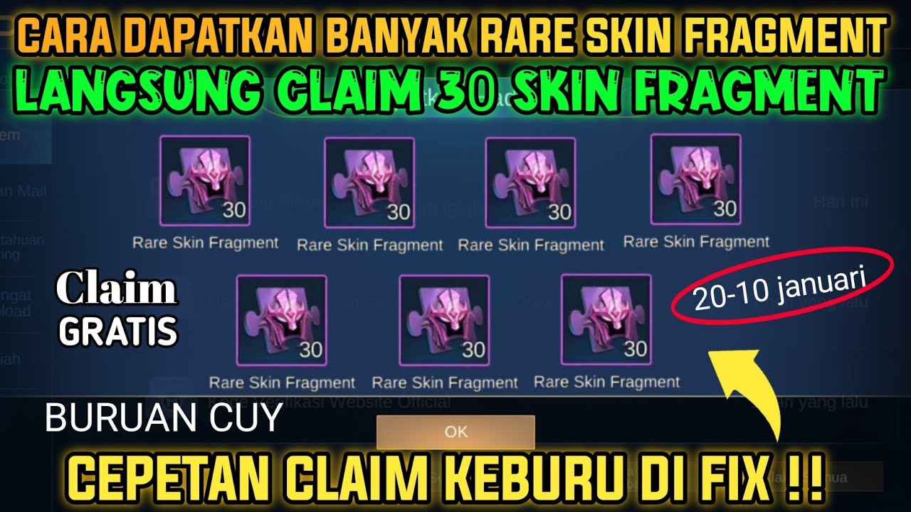 CARA DAPATKAN 30 RARE SKIN FRAGMENT PINK MOBILE LEGENDS AUTO BELI SKIN ...