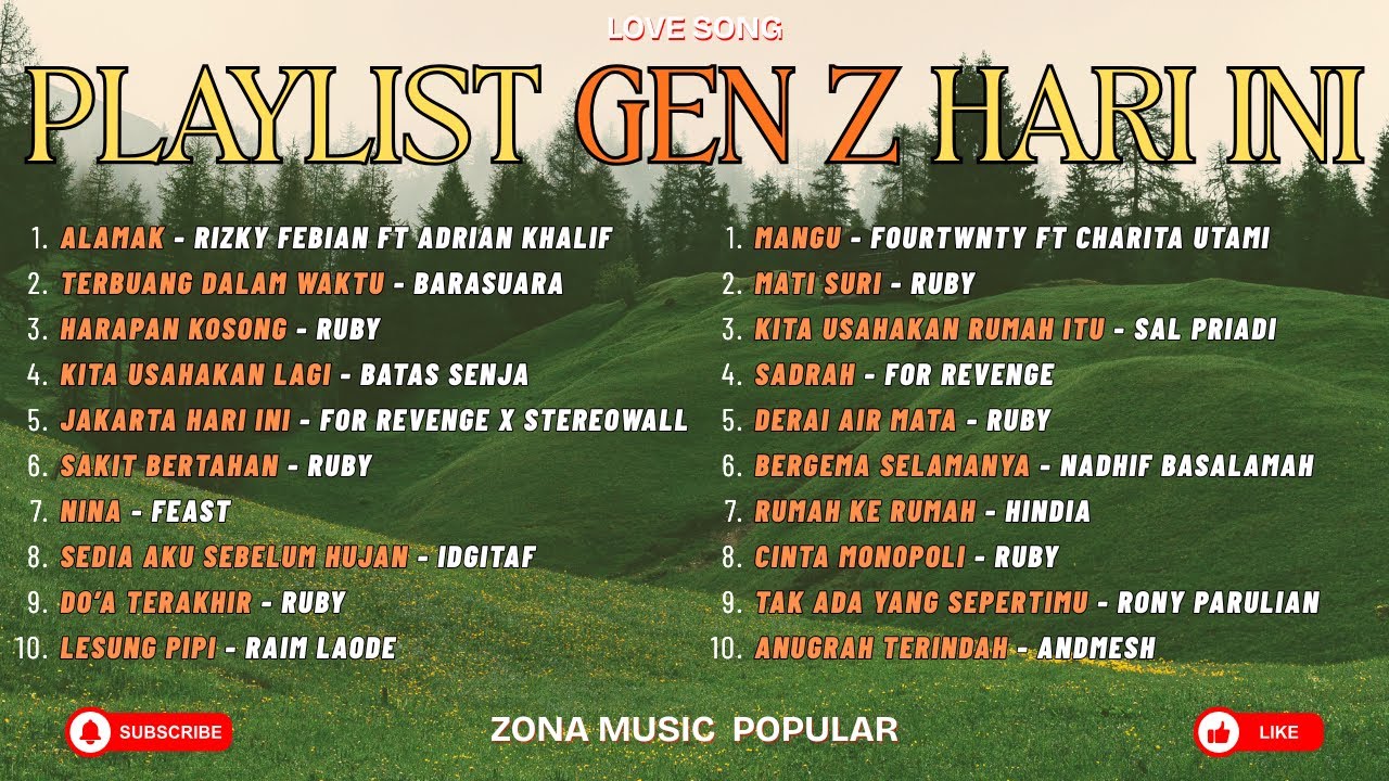 PLAYLIST GEN Z HARI INI 2025 || MUSIC HITS || LAGU VIRAL TERBARU ...
