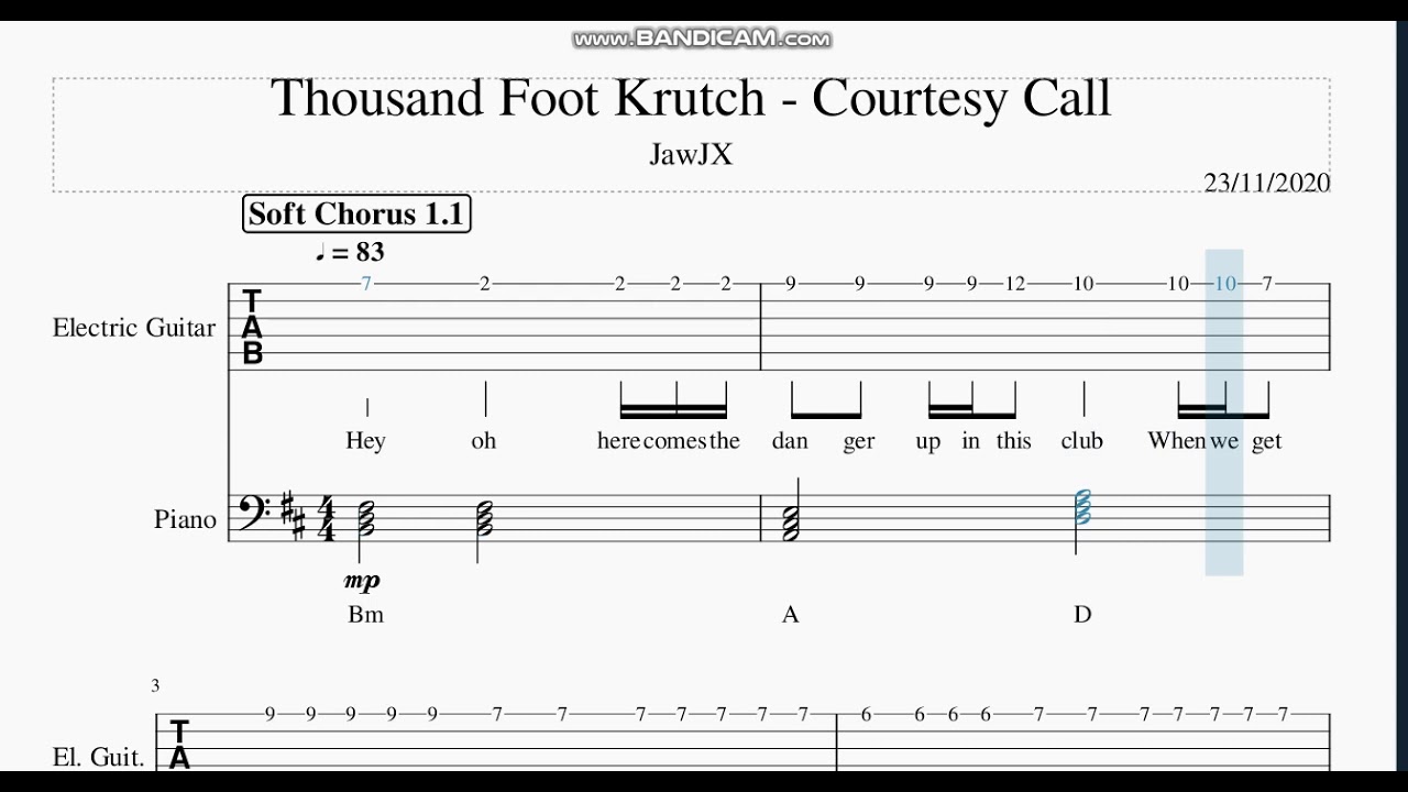 Thousand Foot Krutch - " Courtesy Call " Guitar Tabs Sheet Music - YouTube