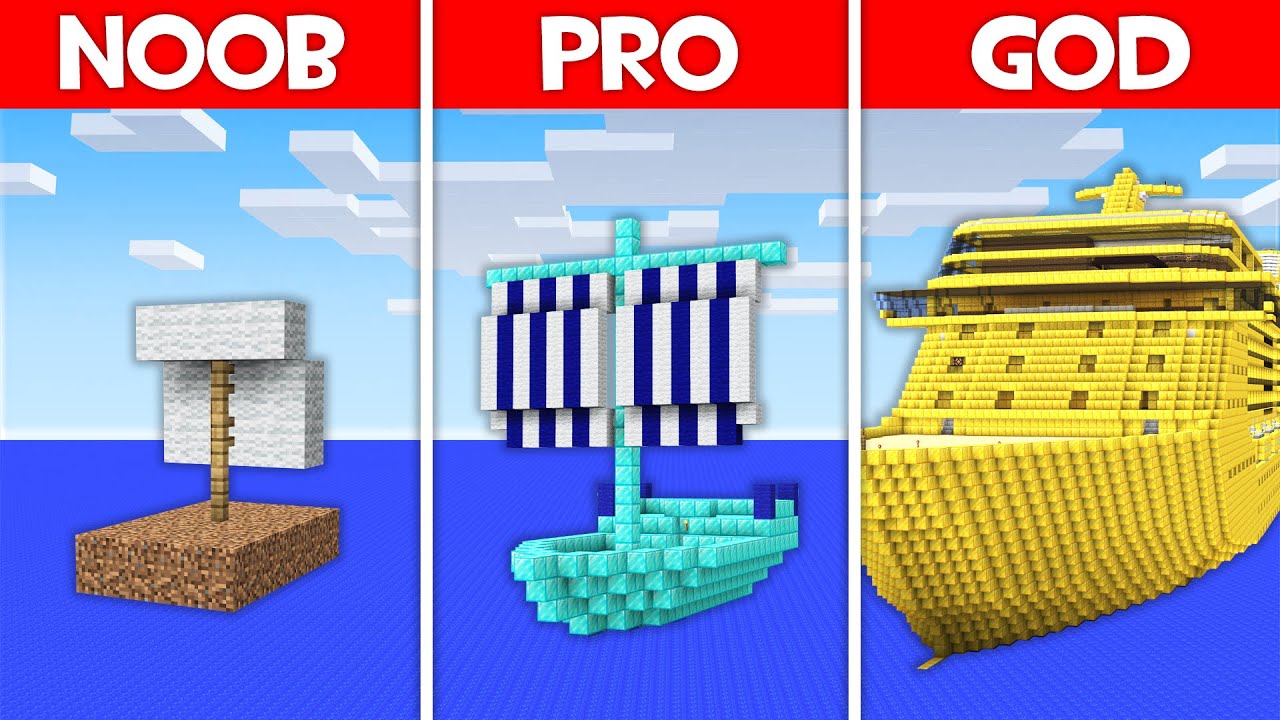 Minecraft Battle: SHIP BASE BUILD CHALLENGE - NOOB vs PRO vs HACKER vs ...