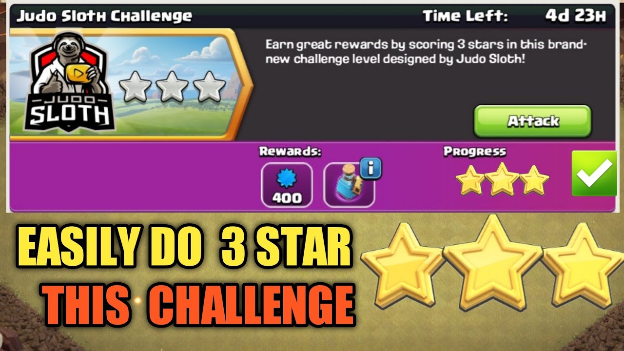 New Judo sloth Challenge Easily do 3 Star | coc | clash of clans ...