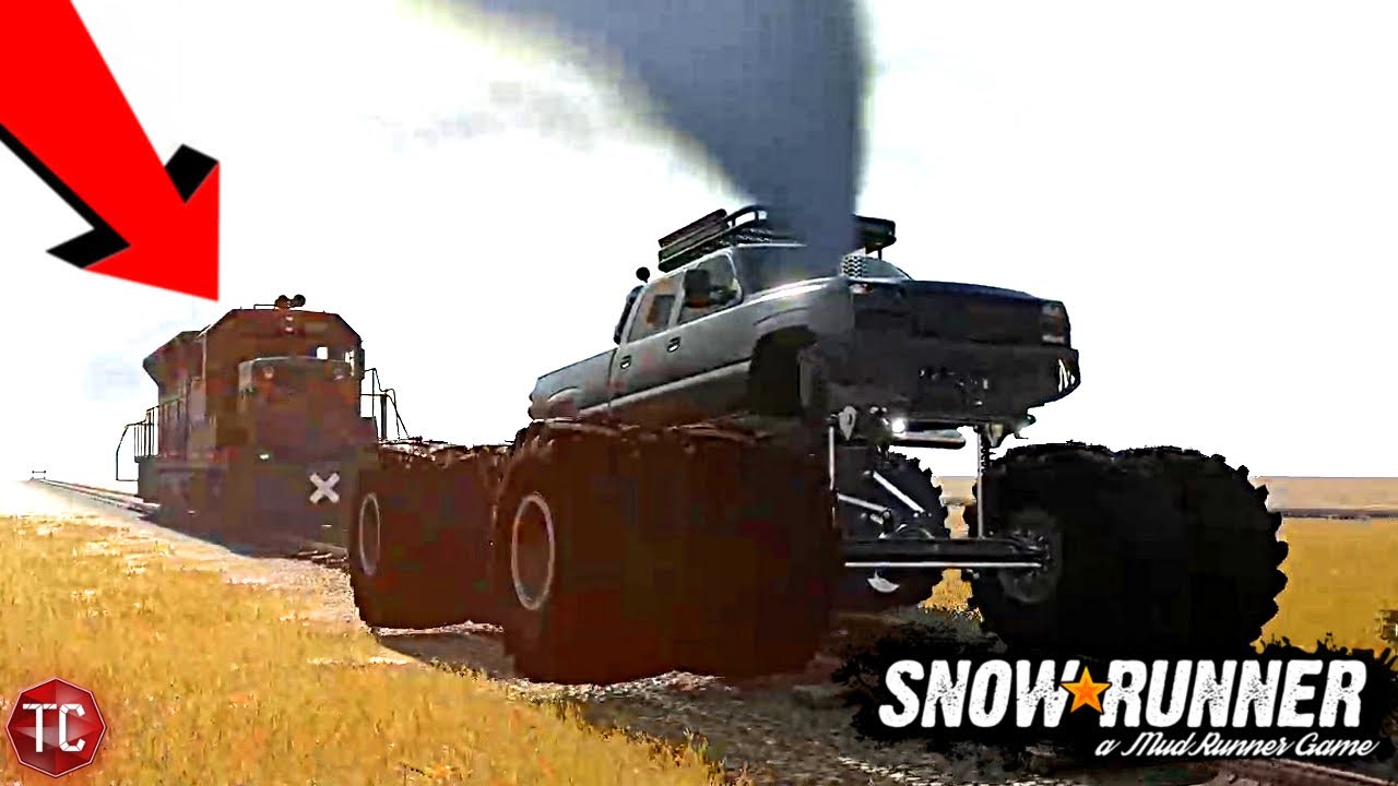 SnowRunner: Can MONSTERMAX & Friends PULL A TRAIN UPHILL!? - YouTube