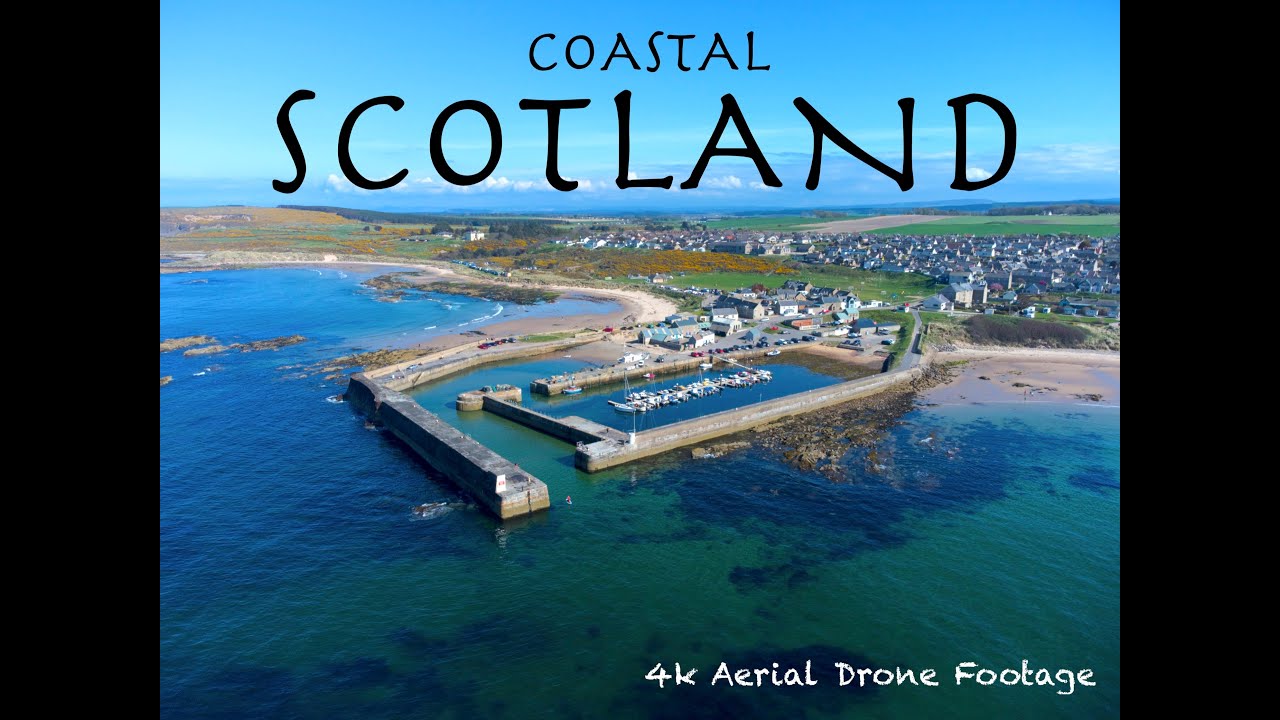 Scotland by Drone, Hopeman Harbour. 4K Relaxing, peaceful, scenery ...