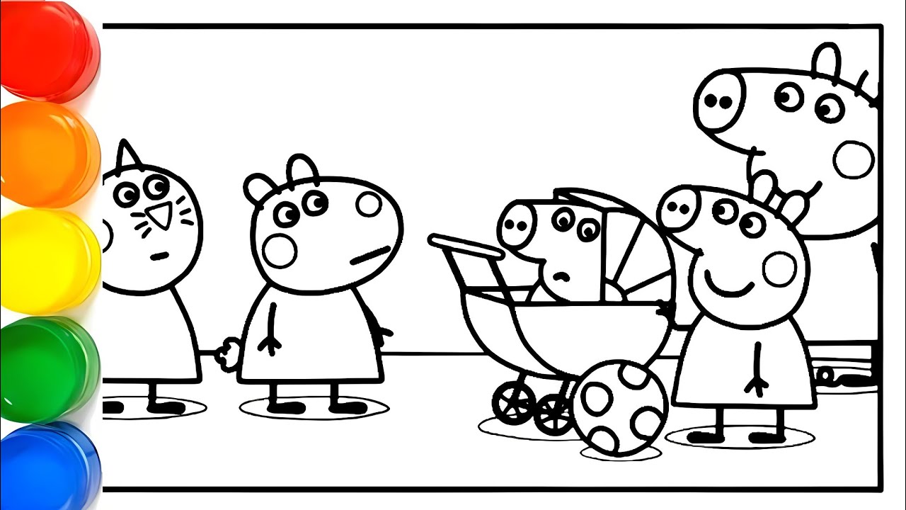 Peppa Pig Drawing and Coloring Pages for Kids , Toddlers | Peppa Pig ...