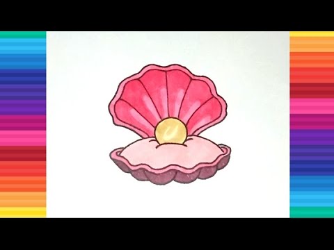 How to draw an easy seashell pearl step by step | easy magical drawing ...