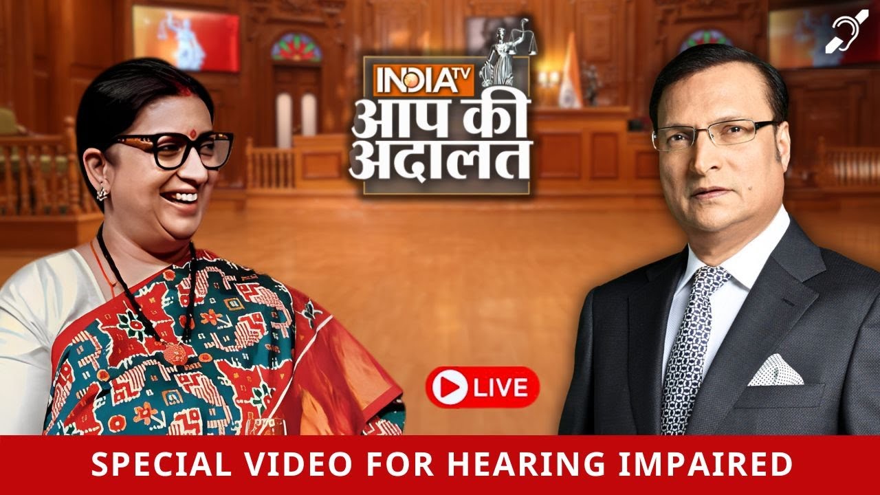 Smriti Irani in Aap Ki Adalat Live | Special Show for Hearing Impaired ...