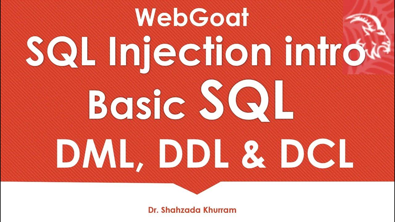 SQL Basic | DML | DDL | DCL |TCL | SQL Injection intro | WebGoat - YouTube