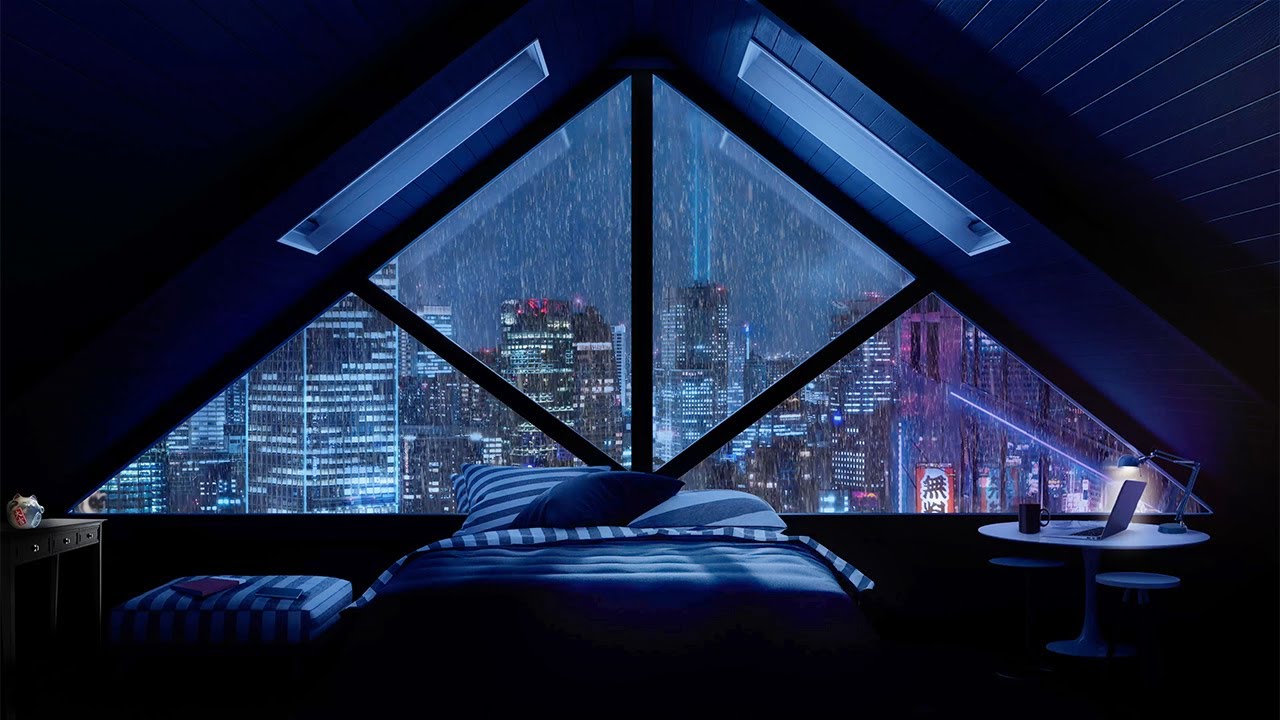 Rain Against Window w Thunder Sounds Over City 10 Hrs, 4K HDㅣSleep ...