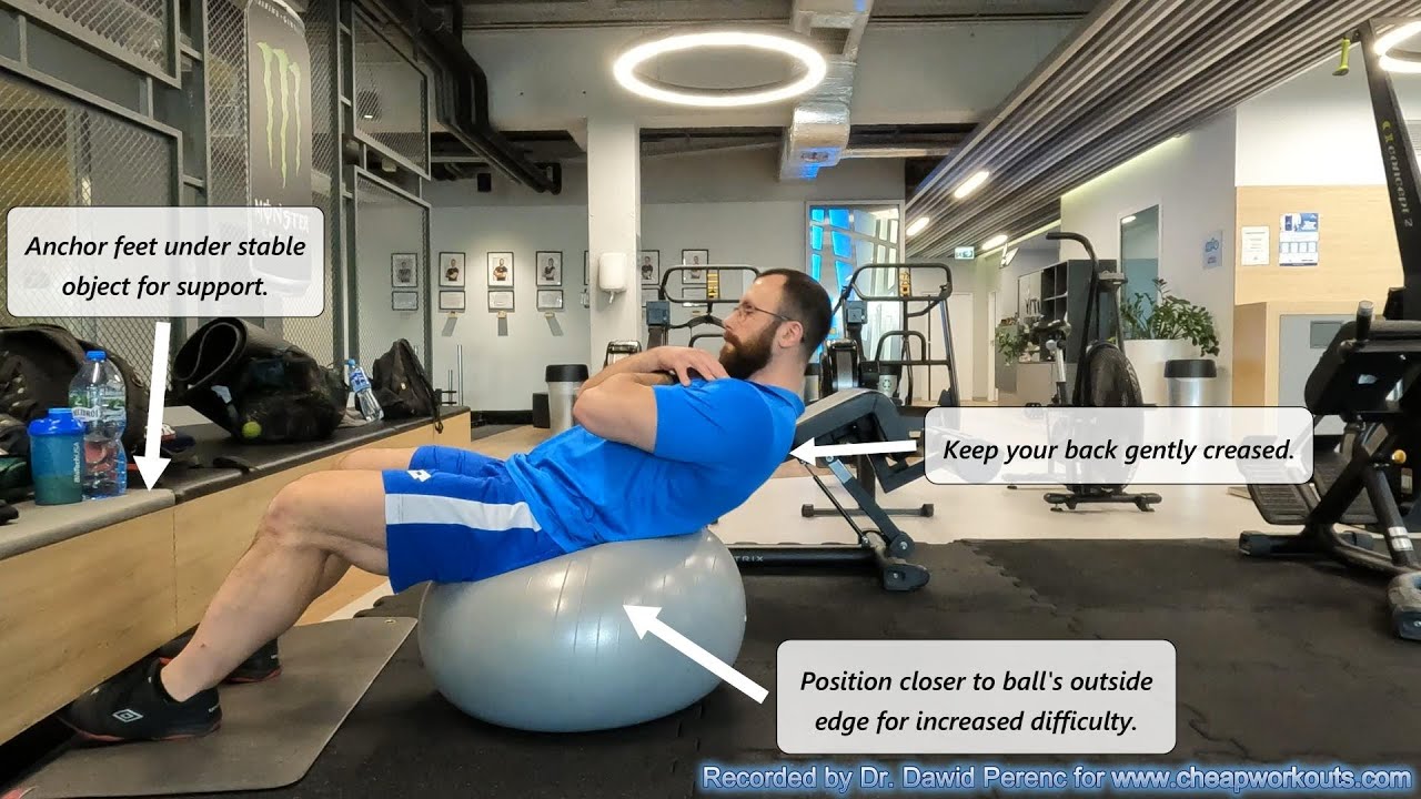 Stability ball sit up - YouTube