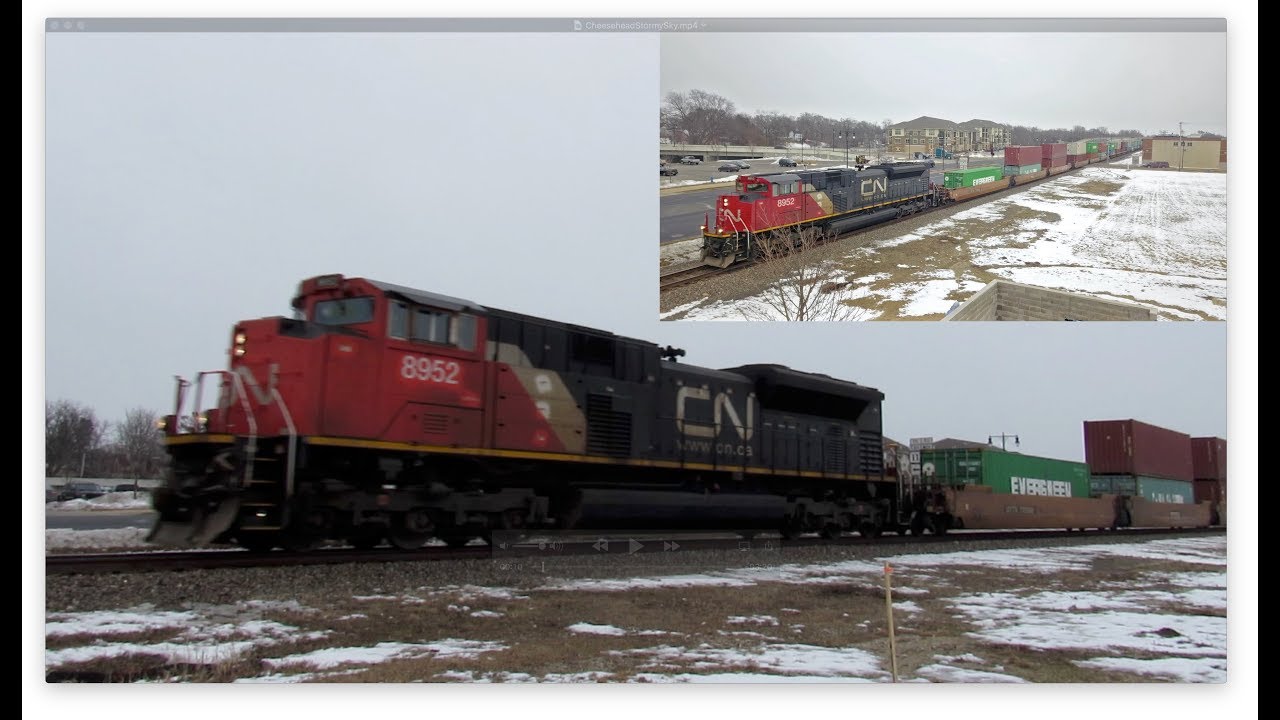 Two Views of a CN Stack Train - YouTube