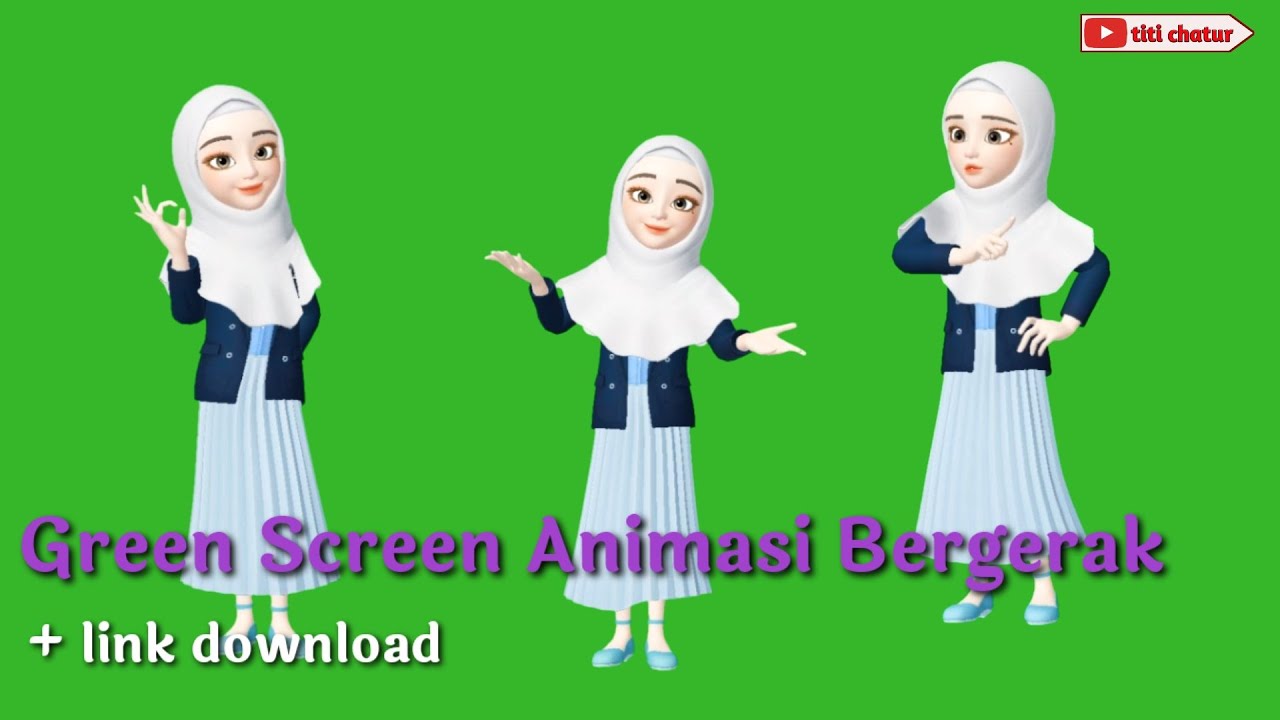 Green Screen Animasi Guru Muslimah - Green Screen Teacher Muslimah # ...