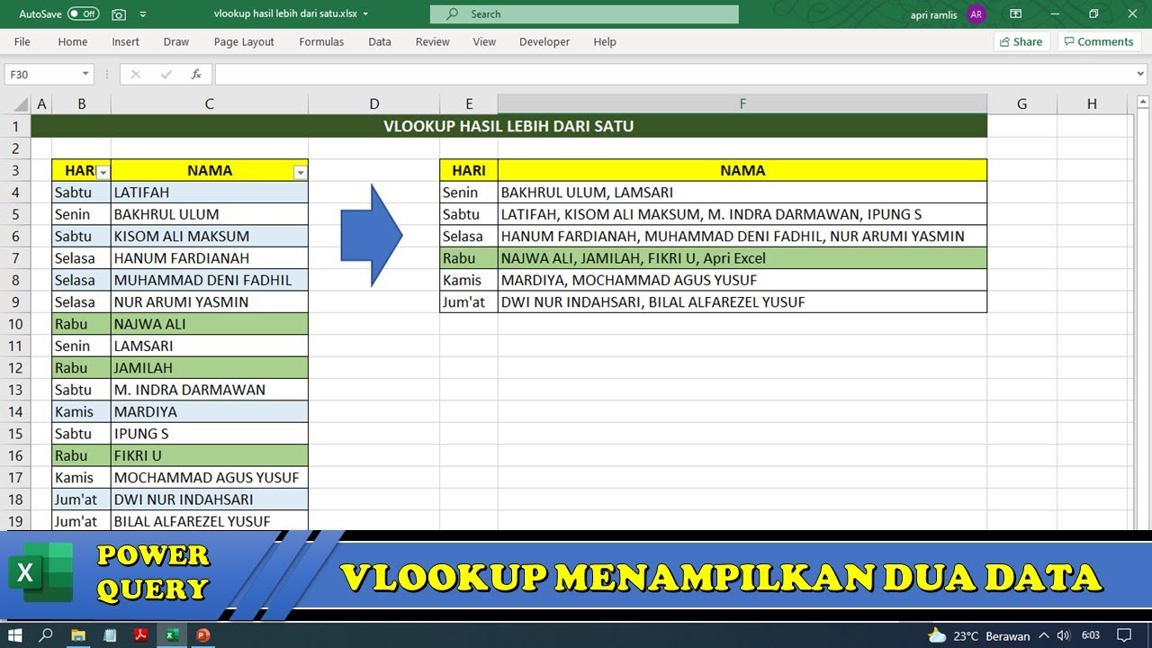 Vlookup Menampilkan 2 Data Power Query Excel YouTube Vlookup Menampilkan 2 Data Power Query Excel YouTube