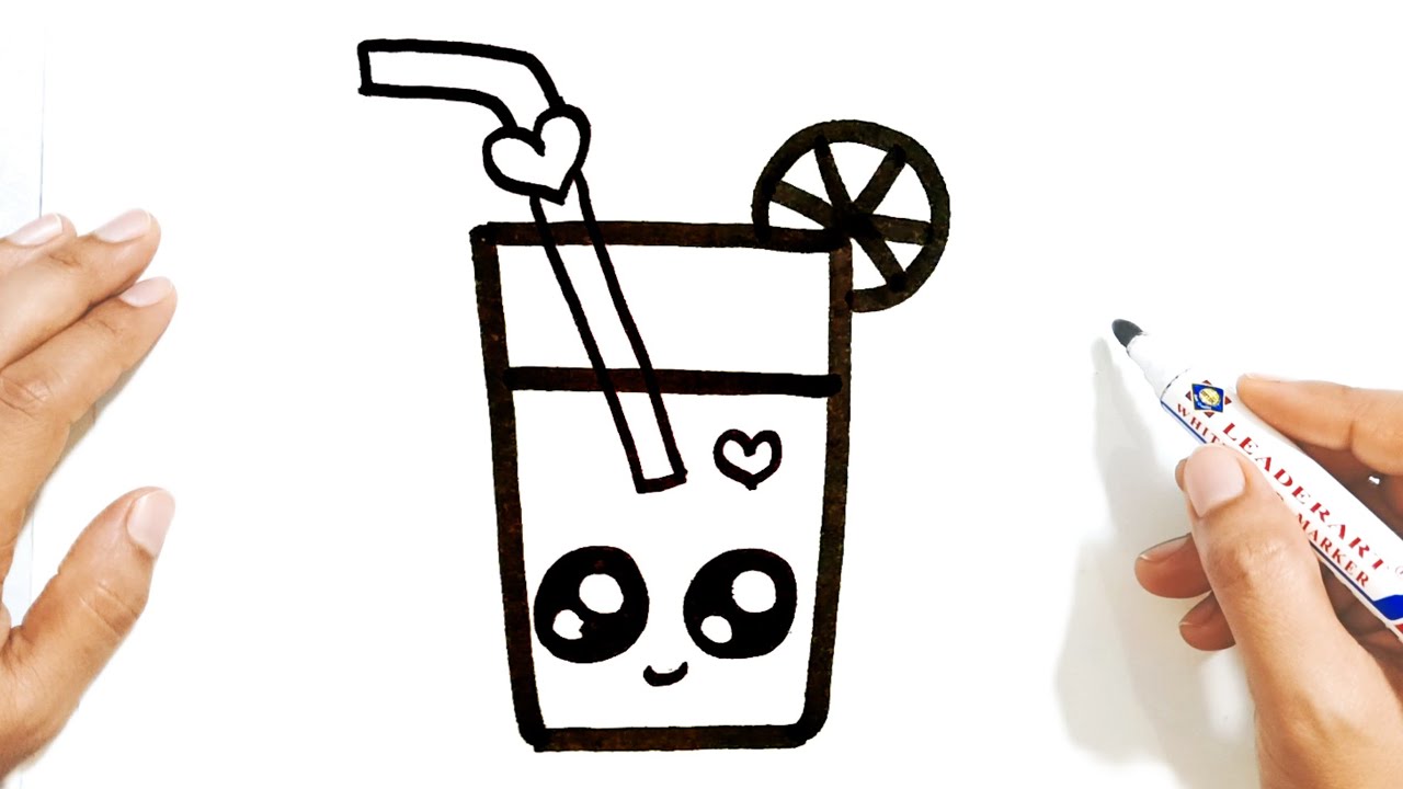 كيف ترسم كوب عصير كيوت وسهل خطوة بخطوة رسم سهل تعليم الرسم للمبتدئين Cute Juice Cup