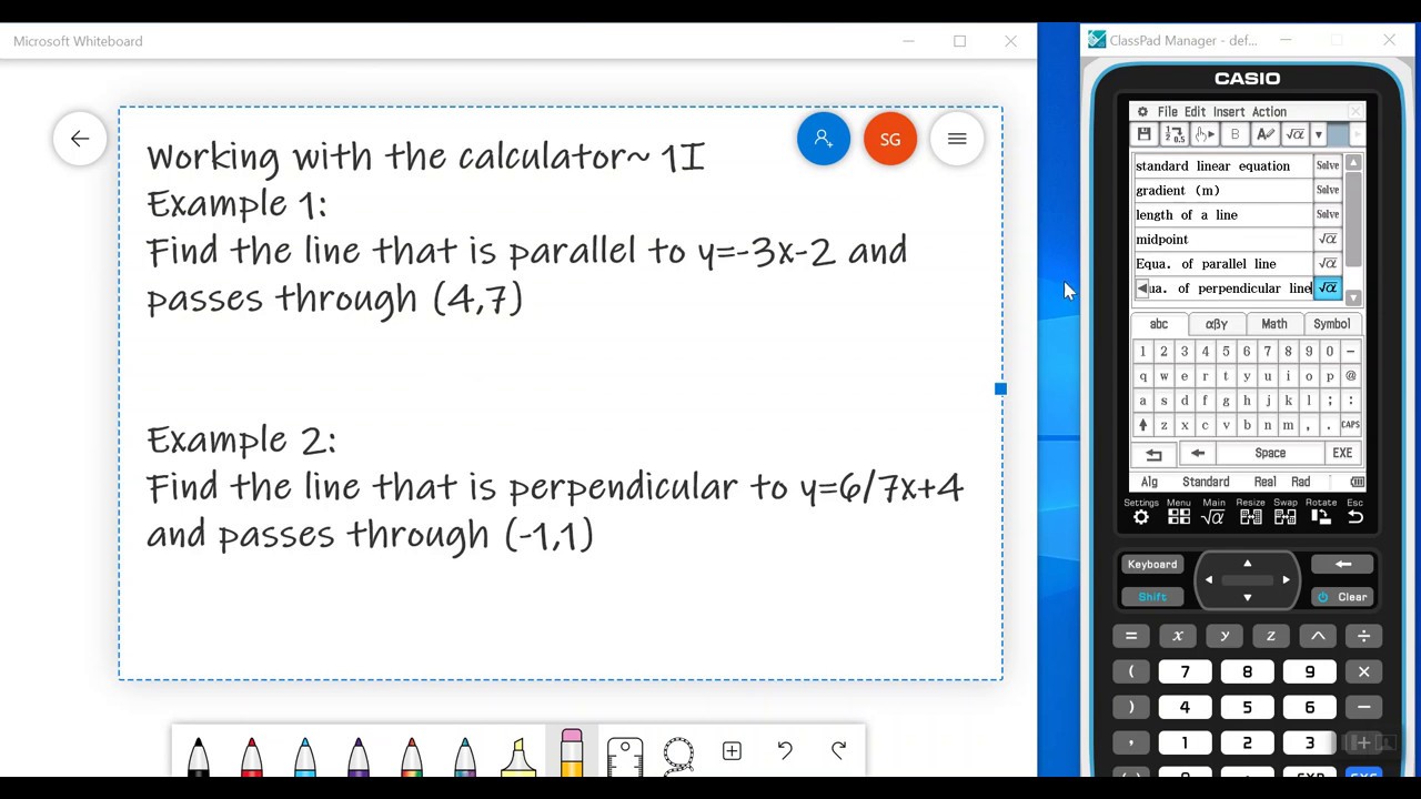 Working with the Calculator~ 1I: Parallel and Perpendicular Lines - YouTube