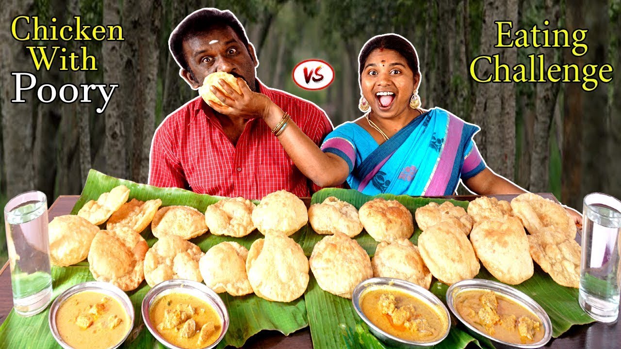 Poori With Chicken Curry Eating Challenge In Foodies Food Galatta - YouTube