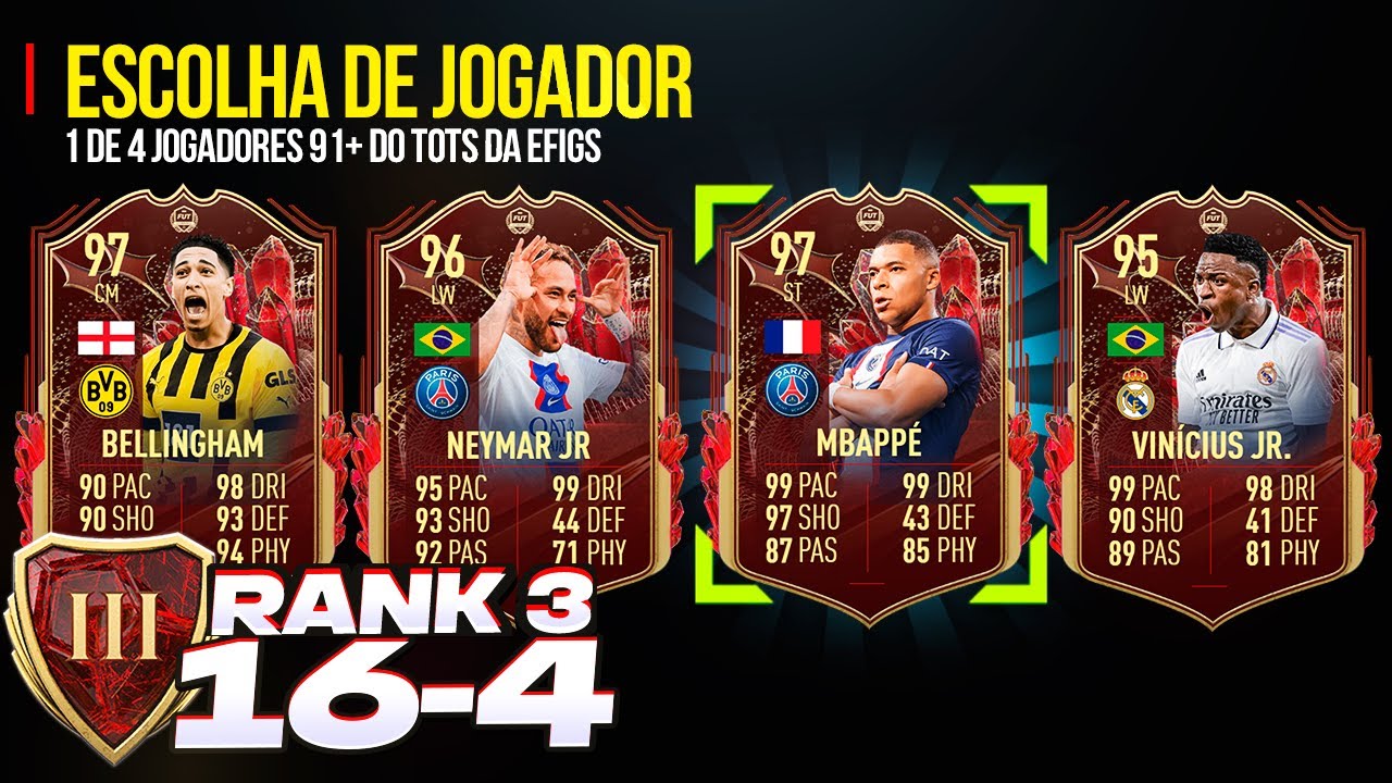PREMIAÇÃO 16-4 RANK 3 FUT CHAMPIONS DOS TOTS EFIGS COM VINI JR, NEYMAR ...