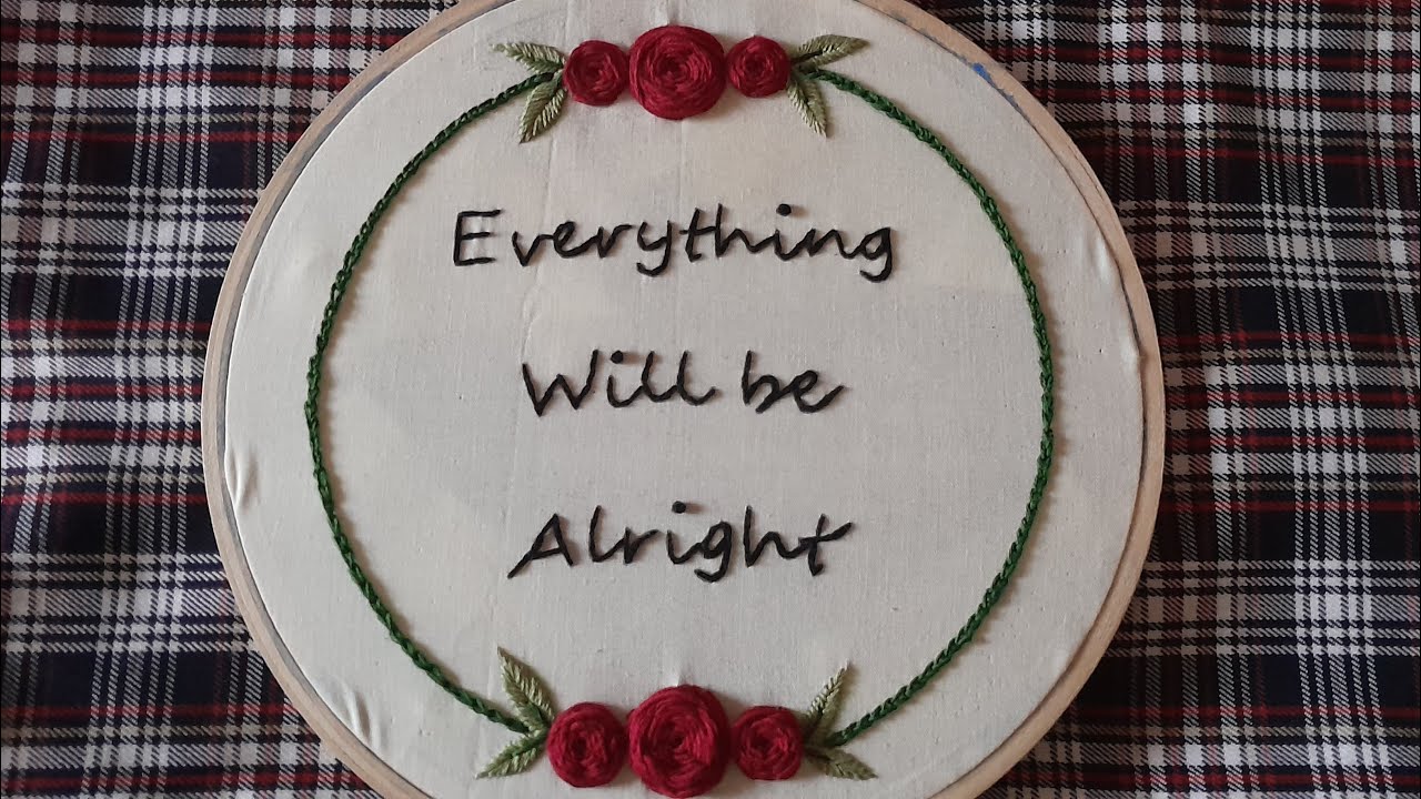 simple flower wreath with quote | Hand Embroidery - YouTube