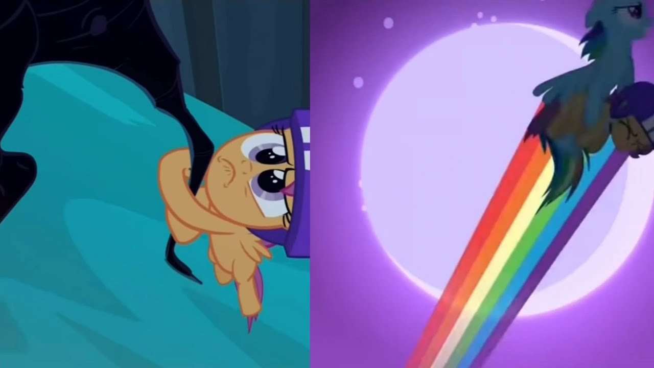 Scootaloo gets lost and Rainbow Dash saves him from falling off the ...