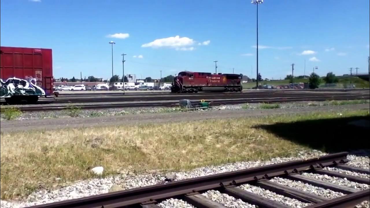 CP 9811 backing into the diesel shops in Alyth - YouTube