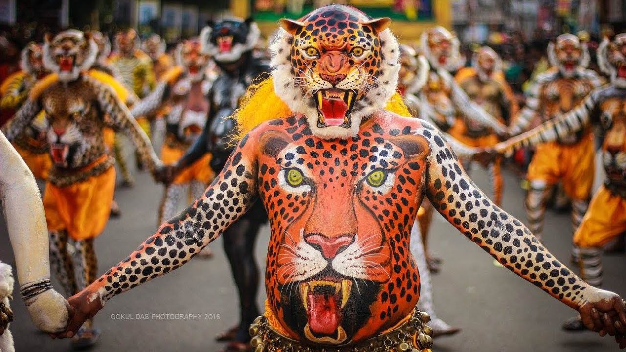 PULIKKALI - ' Play of the Tigers' ( Tiger Dance ) - Kerala Festival ...