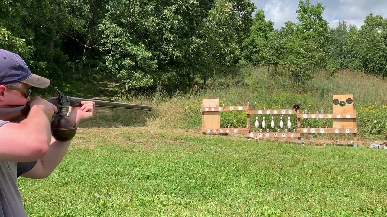 Shooting Antique Vintage big bore air rifle early 1800's - YouTube