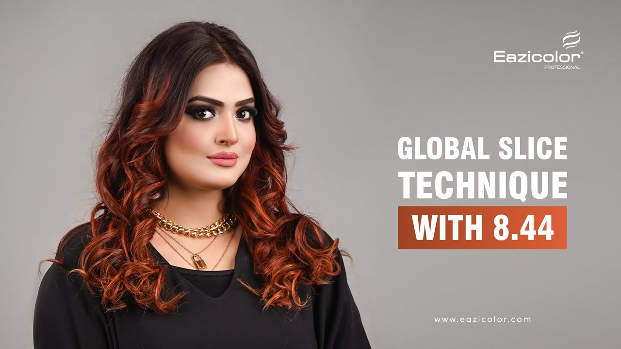 Hair color | Eazicolor 8.44 in global slicing technique - YouTube