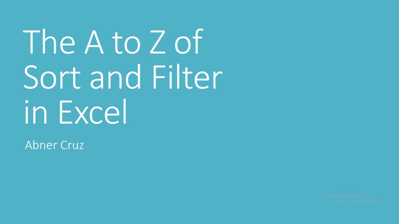 The A-to-Z of Sort and Filter - YouTube