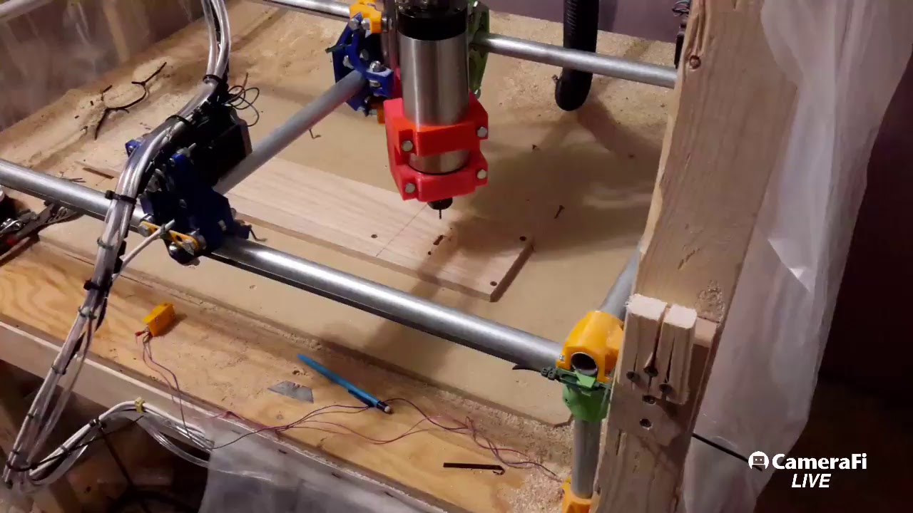 first cut with new spindle 2.2kw mpcnc - YouTube