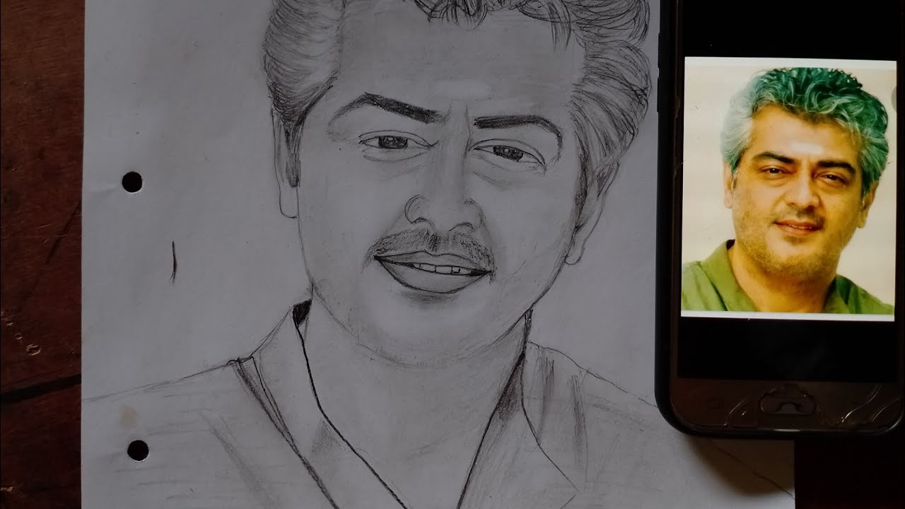 Sketch of actor Ajith।। My favourite Hero - YouTube