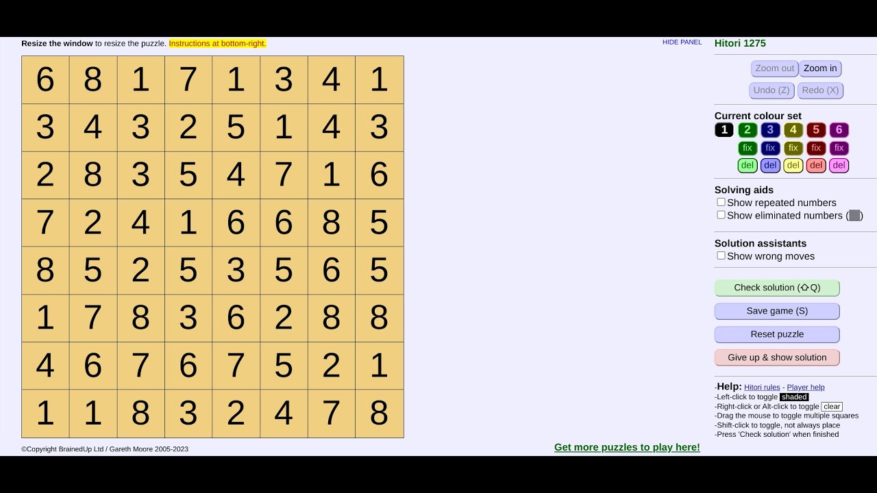puzzlemix Hitori 1275 - YouTube
