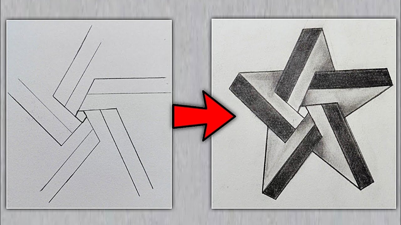 How to draw an Impossible 3D - Narrated Star | Step by Step | - YouTube