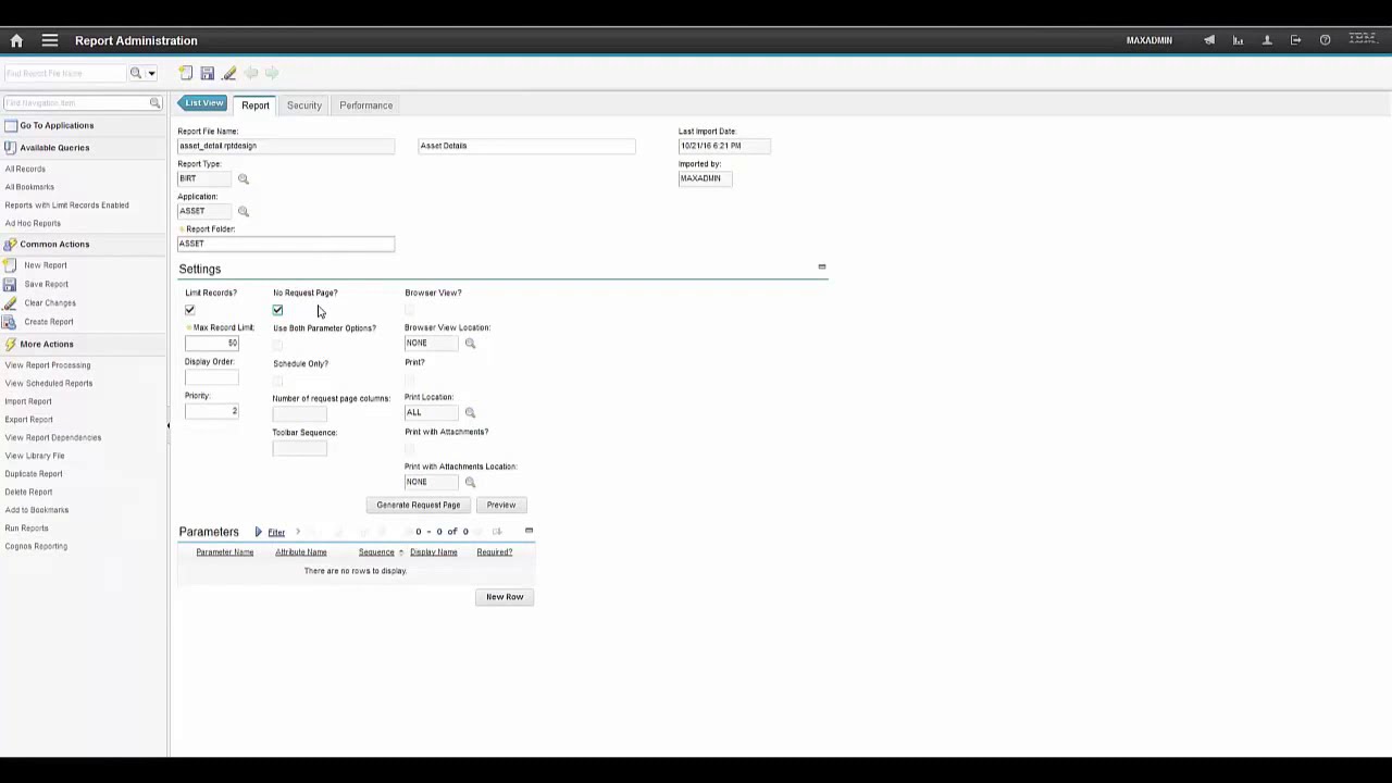 Maximo Report Administration Part 1 Remove a BIRT report from available ...