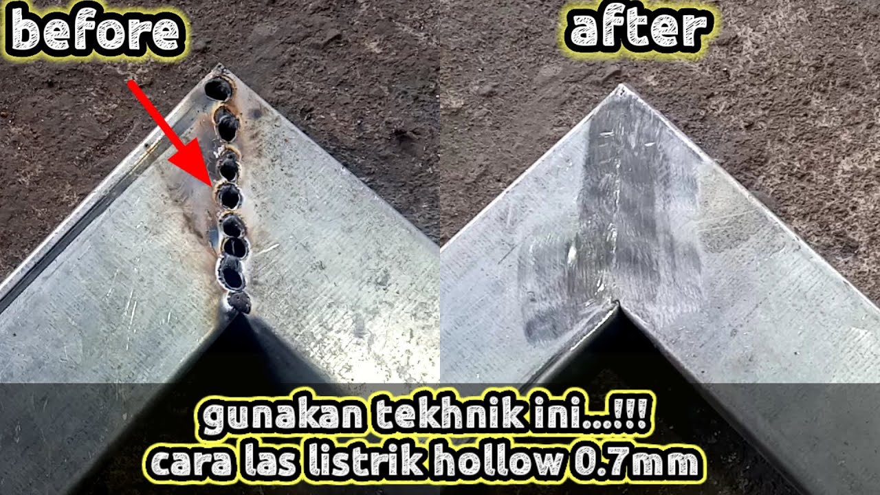 cara las listrik hollow tipis 0.7mm agar tidak bolong - YouTube