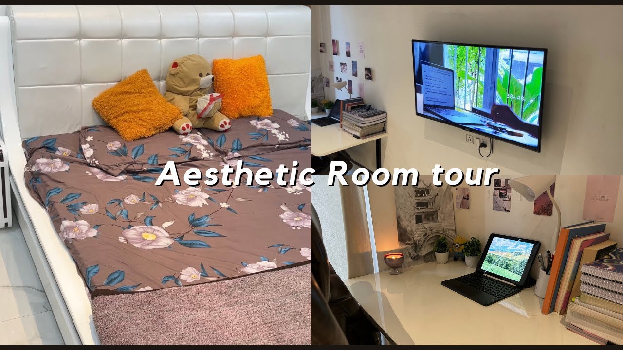 My Room tour - neet aspirant 🧡 ( aesthetic, study desk , small room ...