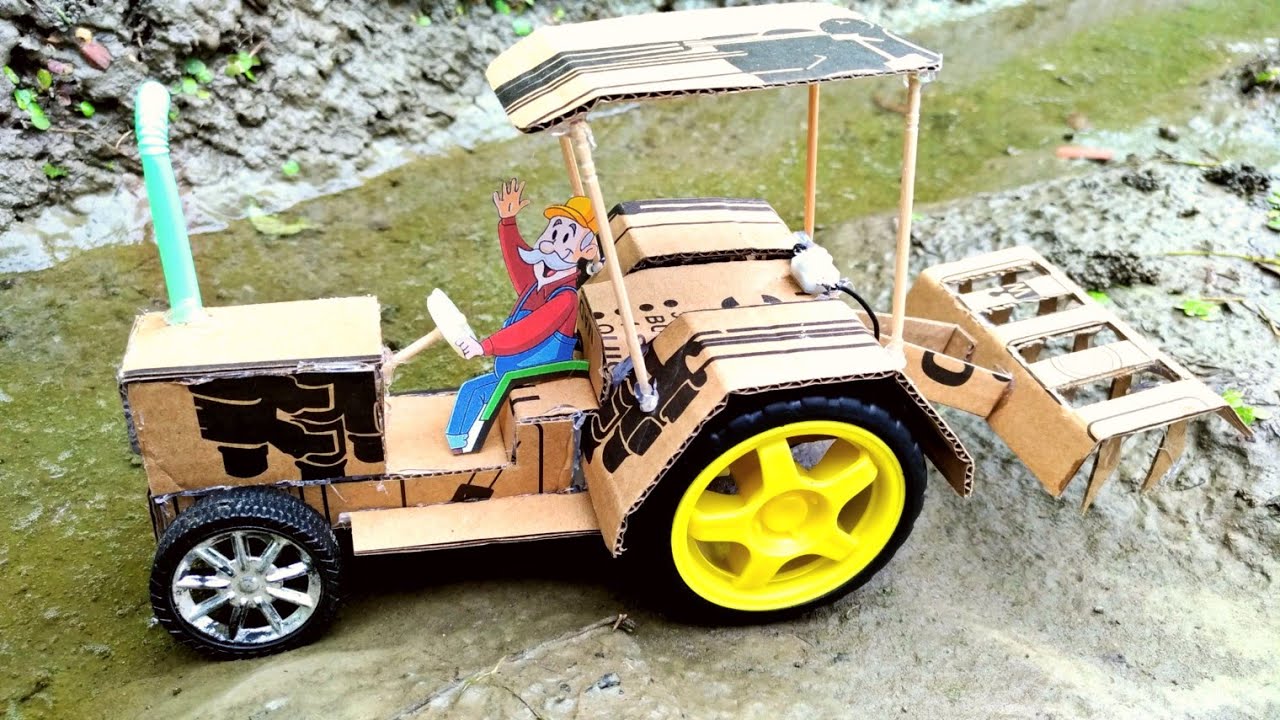 How to make Soil Cultivator Tractor: Diy paper project / homemade toy ...