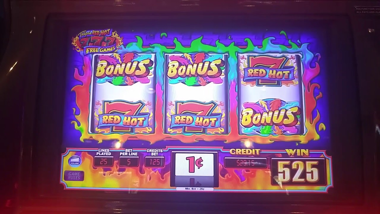 Triple Red Hot 777 slot machine bonus round at The D Las Vegas casino ...