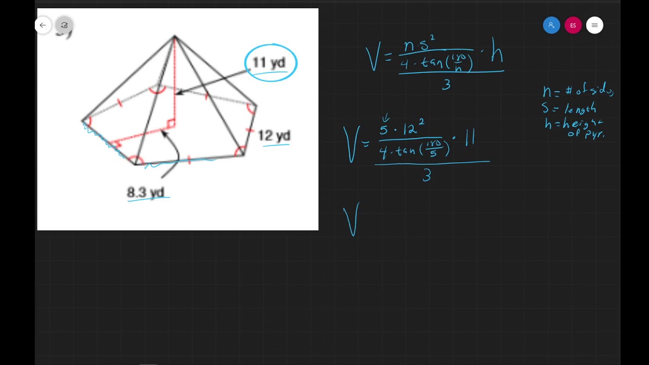 5 3c Finding volume for an n gon based pyramid - YouTube