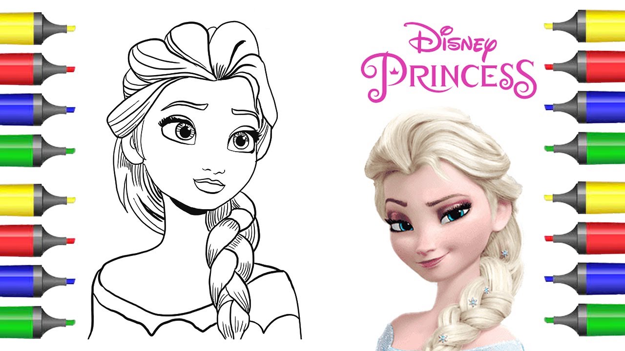 How to color Elsa from the cartoon Frozen - YouTube