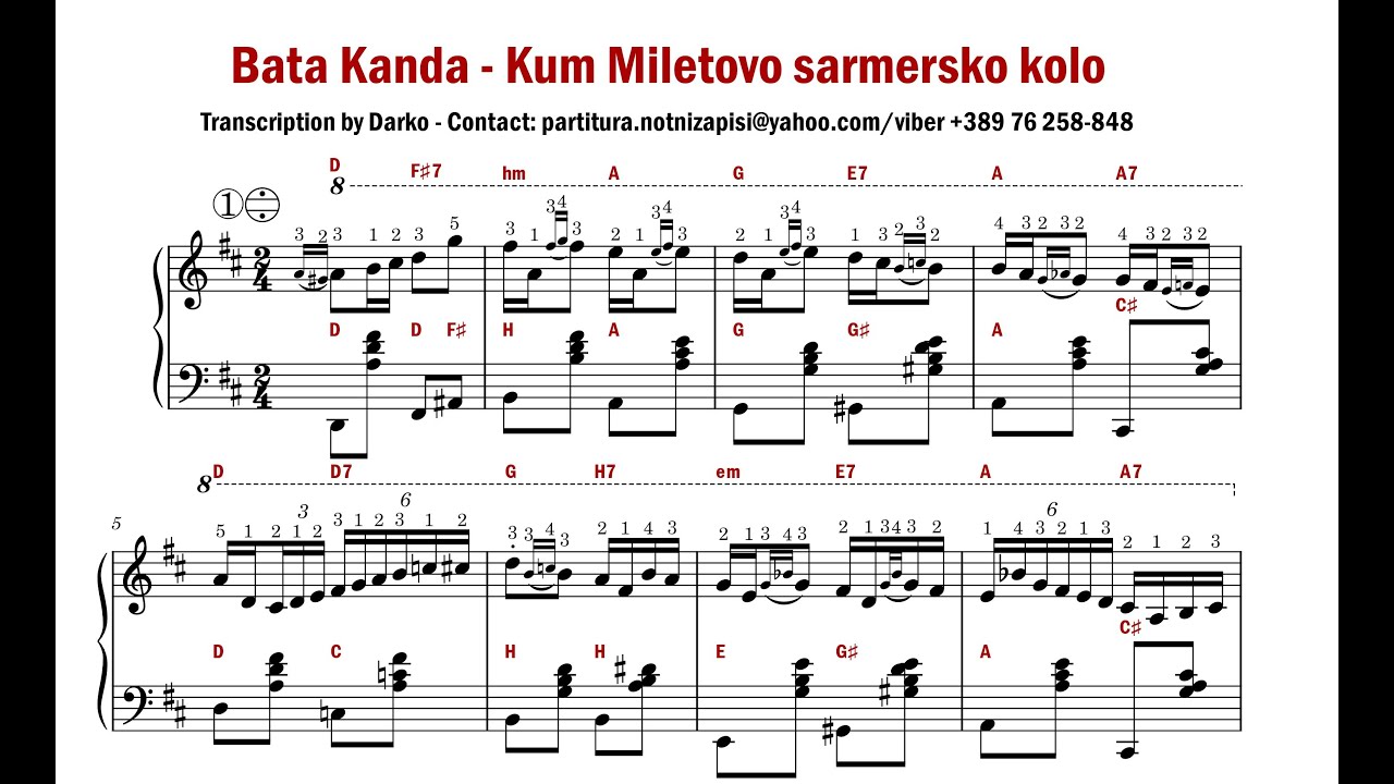 [Notni zapis za harmoniku] Bata Kanda - Kum Miletovo sarmersko kolo ...