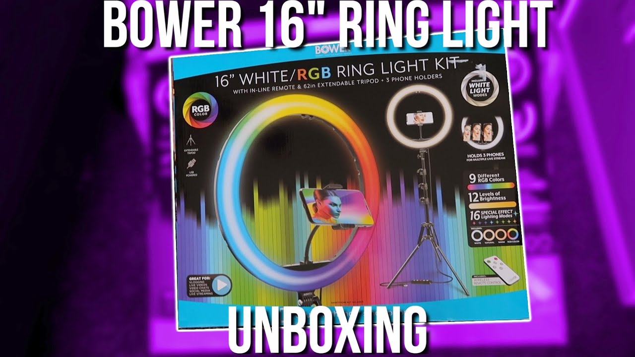 Bower 16" White/RGB Ring Light Kit Unboxing (No Talking) - YouTube