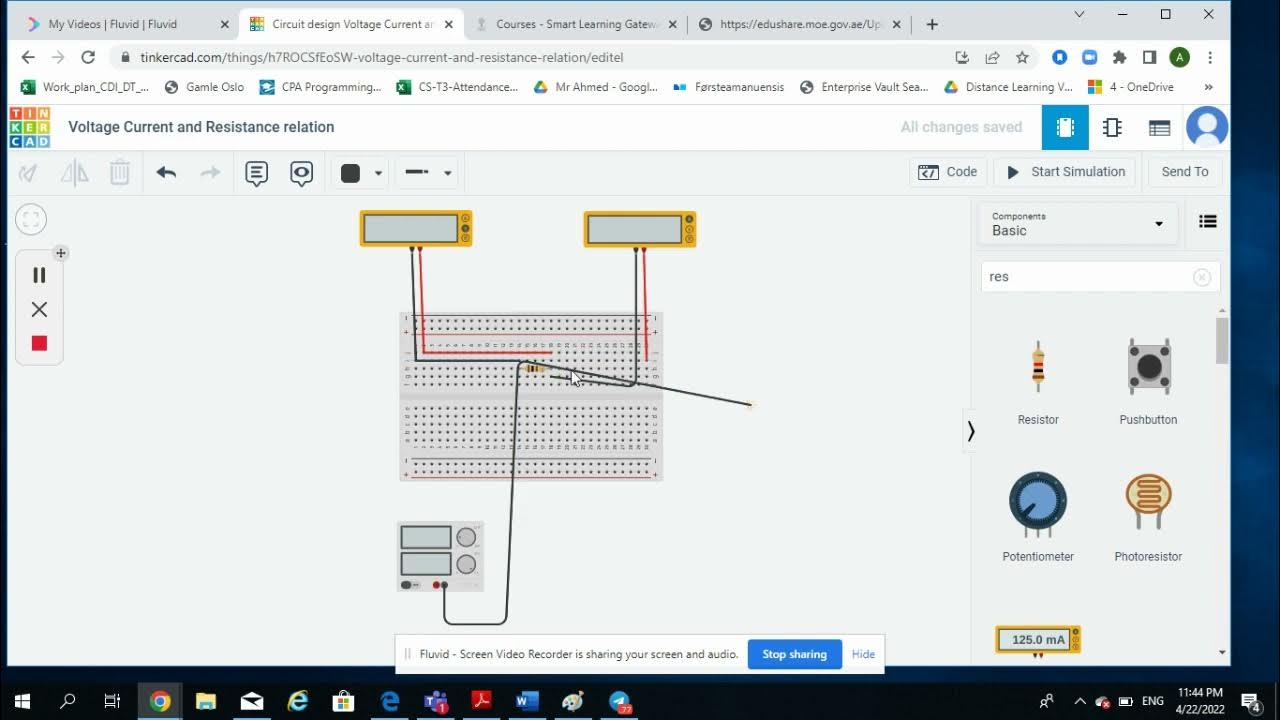 How To Simulate Voltage Current And Resistance In Tinkercad Youtube