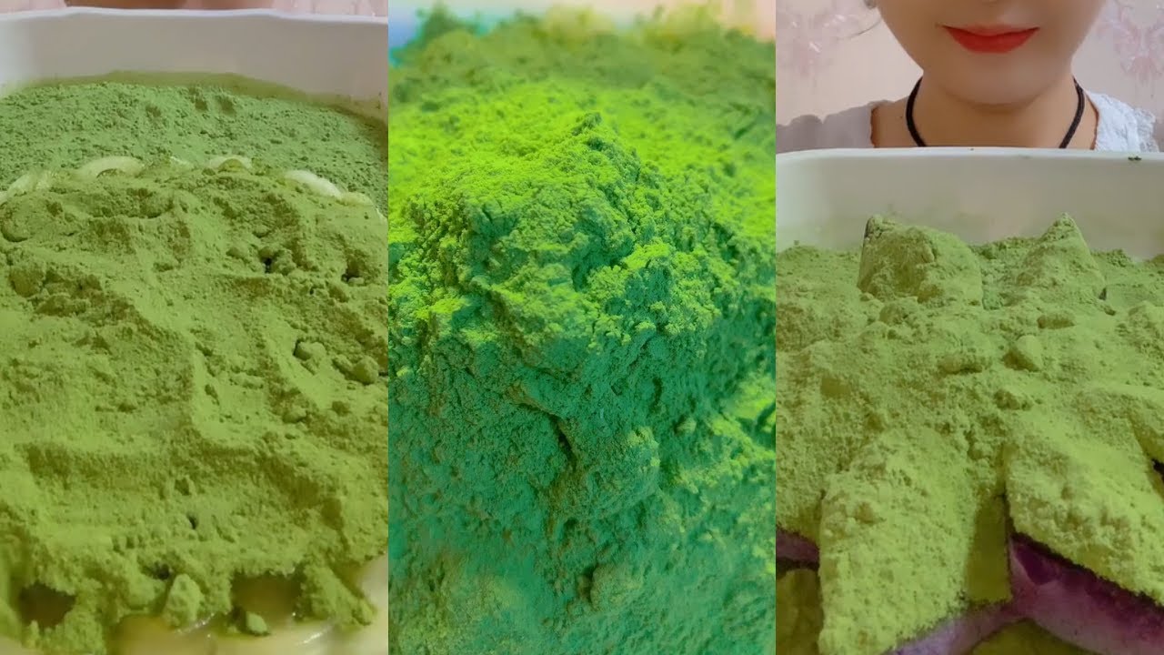 ASMR 얼음먹방 HEAVY MATCHA POWDERY CRUNCH ICE BLOCK ICE EATING ASMR 💚🍵 ...