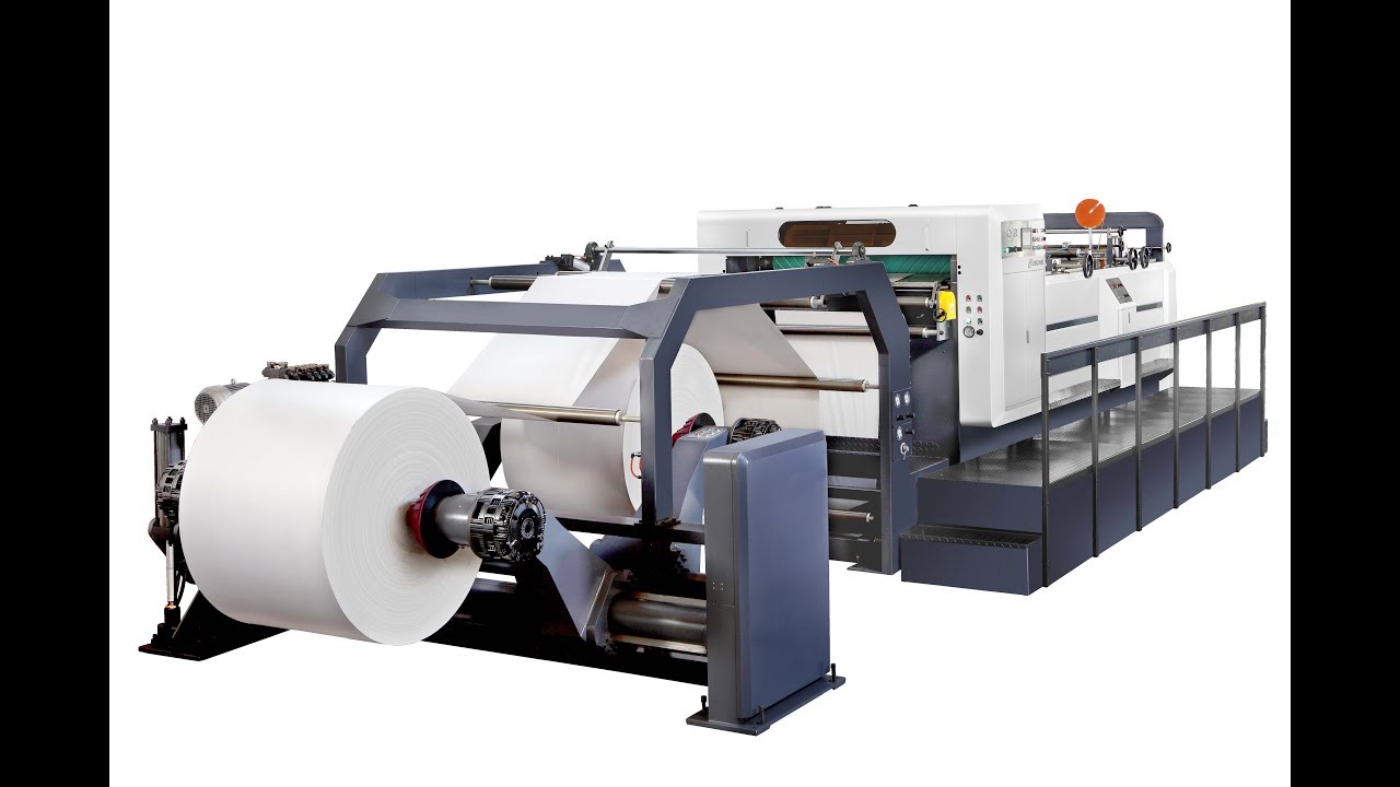 6 rolls roll to sheet paper sheeting machine - YouTube