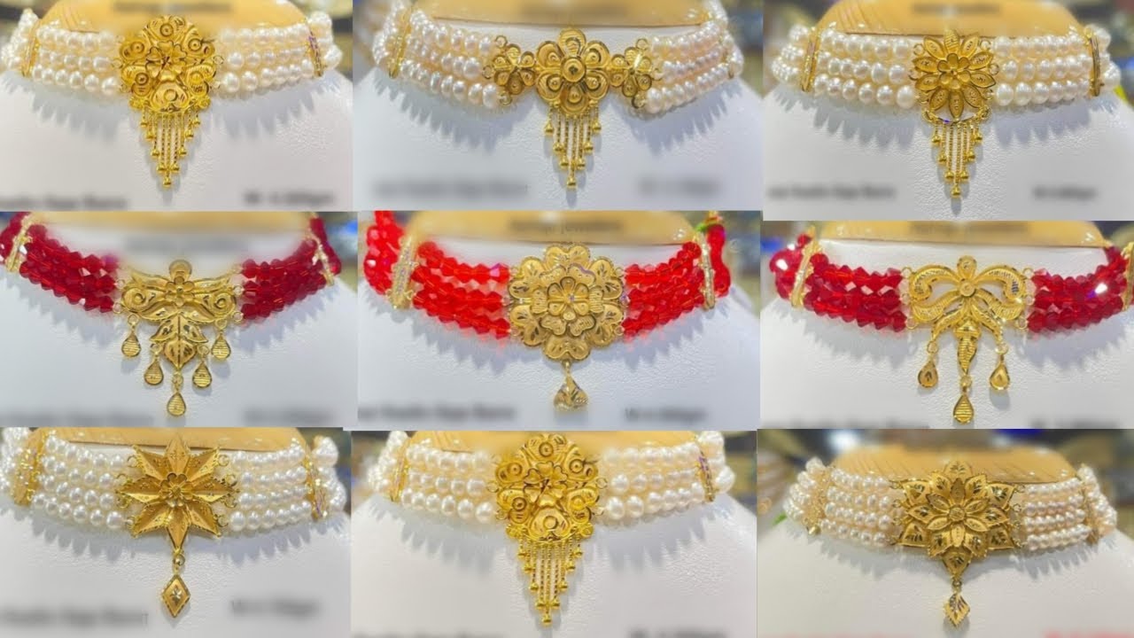 GOLD AND PEARL CHOKER CHIK 2022//22K GOLD AND PEARL CHOKER/CRYSTAL ...