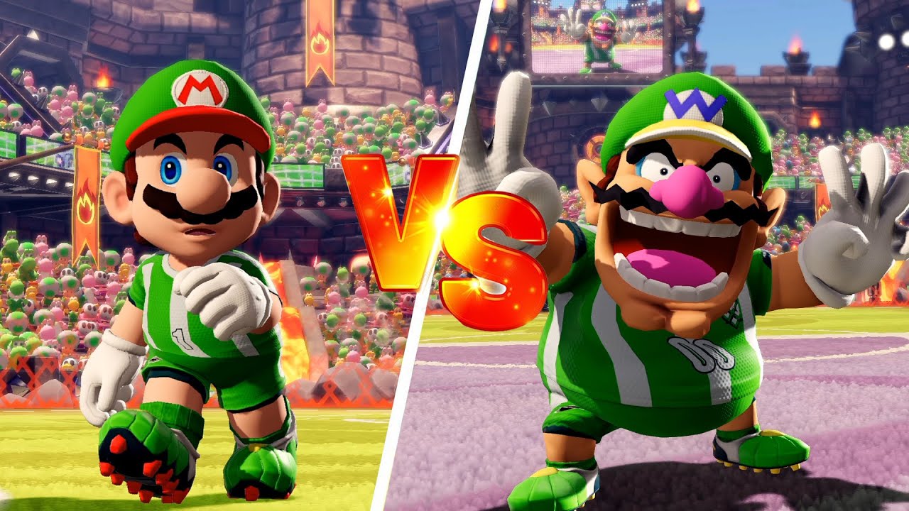 Mario Strikers: Battle League - Mario, Luigi, Wario, Waluigi Vs Peach ...