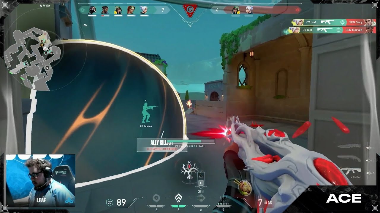 C9 leaf clean Ace against Sentinels | VCT Americas LCQ - YouTube