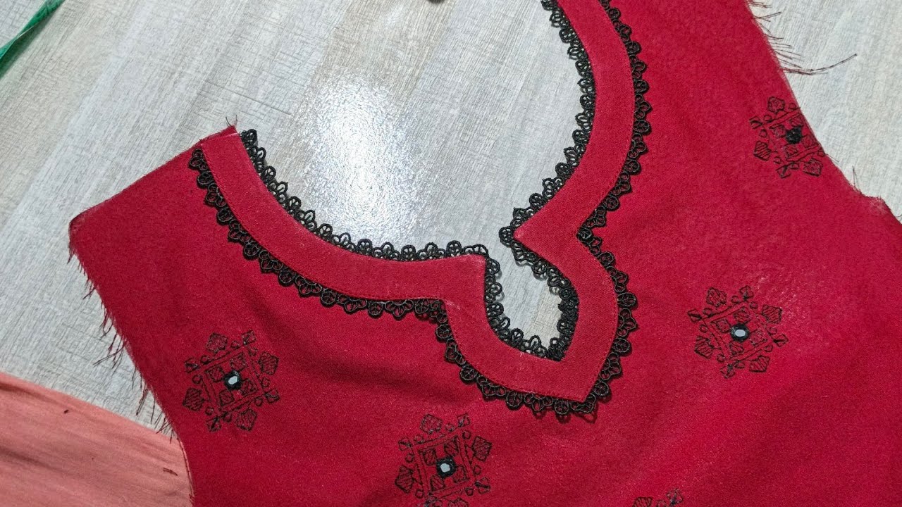 Simple and easy Neck design with lace cutting and stitching||gum lace ...