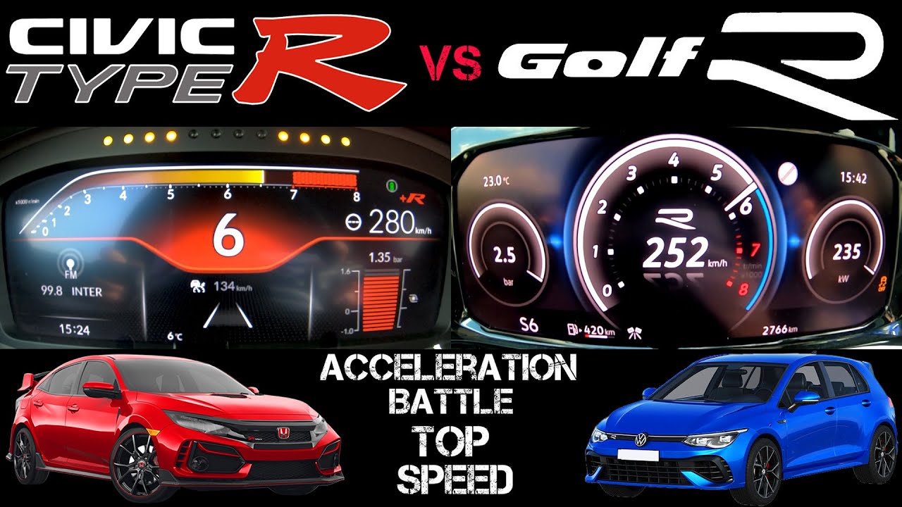 2023 Honda Civic Type R vs 2022 VW Golf 8 R Acceleration battle and Top ...